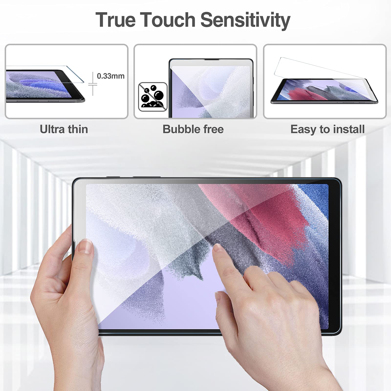 ProCase [2 Pack] Galaxy Tab A7 Lite 8.7 Inch 2021 Screen Protectors T220 T225 T227, Tempered Glass Screen Film Guard for Samsung Galaxy Tab A7 Lite 8.7" 2021 Release SM-T220 SM-T225 SM-T227