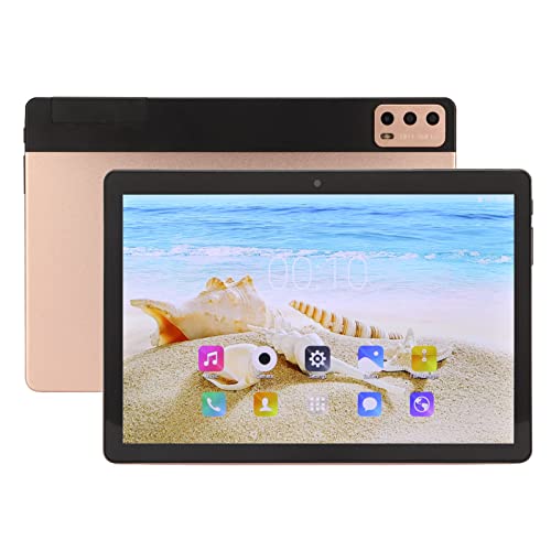 10 Inch Tablet, 100-240V 4G RAM 128G ROM 5G WiFi Dual Band Portable Tablet for Home for Travel (Gold)