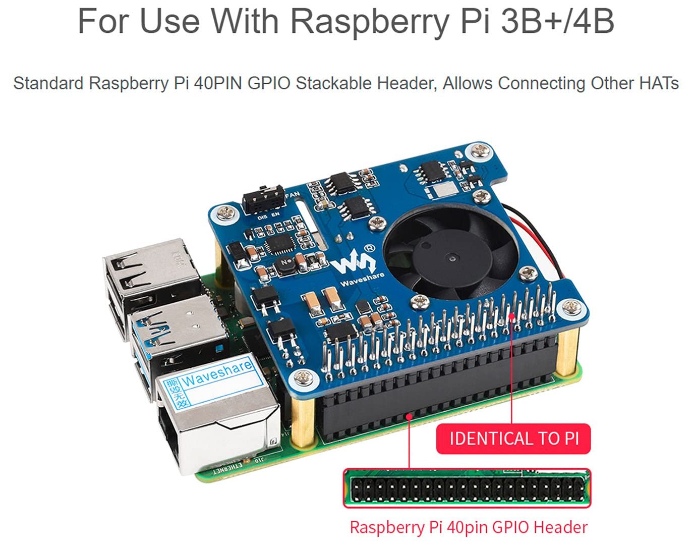 BFab Power Over Ethernet (C) for Raspberry Pi 4B/3B+, POE HAT Board with Cooling Fan,Support IEEE 802.3af/at-Compliant Network,5V USB-A and 12V Header Outputs to Use More Peripherals