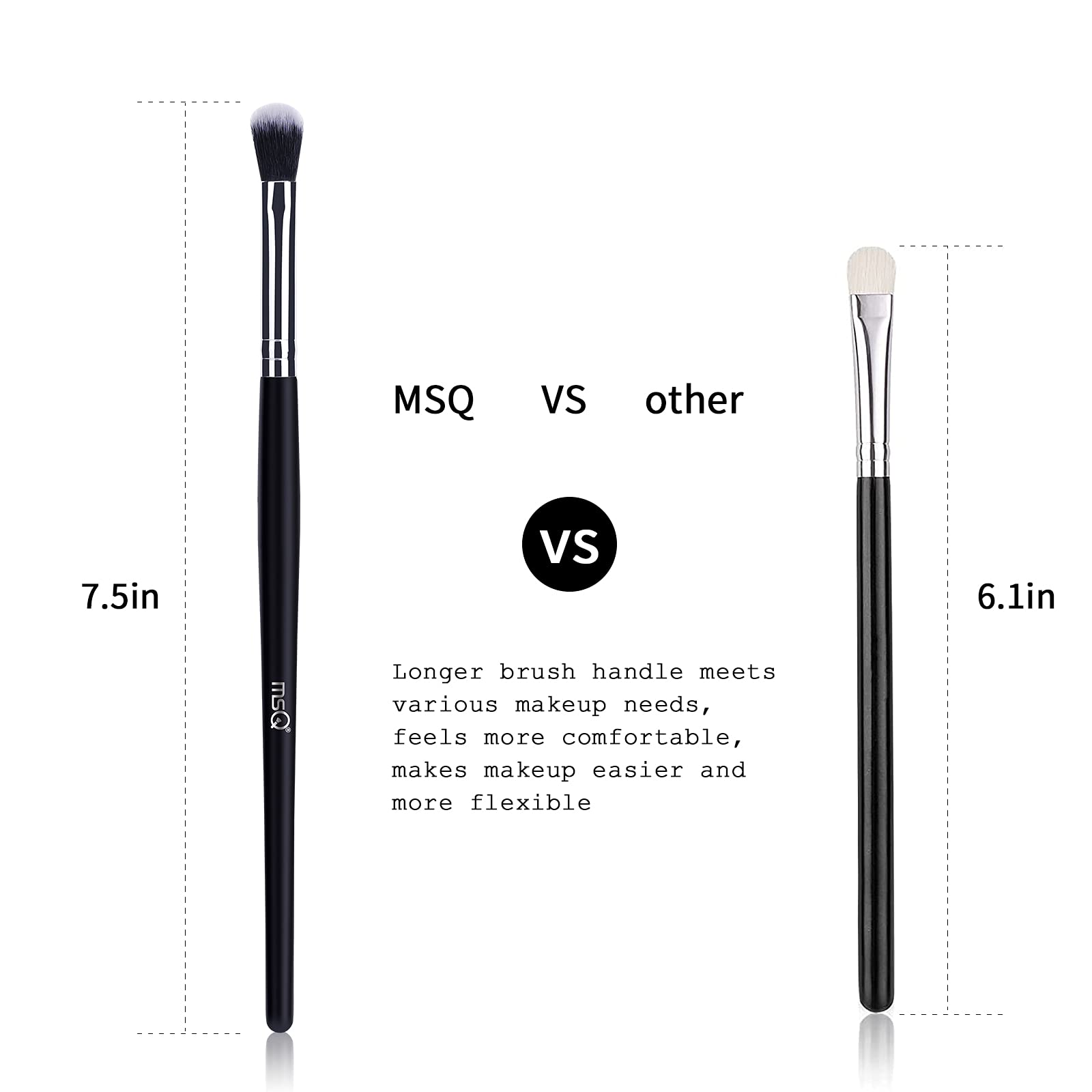 MSQ Eye Makeup Brushes Eyeshadow Makeup Brushes Set with Soft Synthetic Hairs & Real Wood Handle for Eyeshadow, Eyebrow, Eyeliner, Blending (Black, 8PCS)