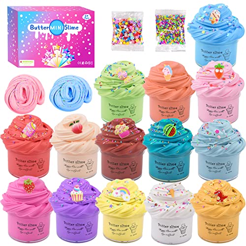 14 Pack Slime Kit Super Mini Butter Slime,Different Kinds of Color Scented Funny Slimes,Soft and Non-Sticky for Girls and Boys,Party Favor Gifts