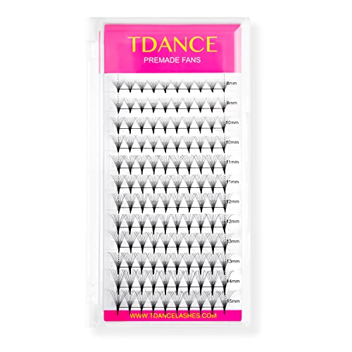 TDANCE-Premade-Fans-Eyelash-Extensions, 10D Superior Lash Extensions Premade Fans Russian Volume Fans Pre Made Lash Fans Middle Stem 8-15mm Mixed Length(Middle Stem,10D-0.07-D,8-15mm)