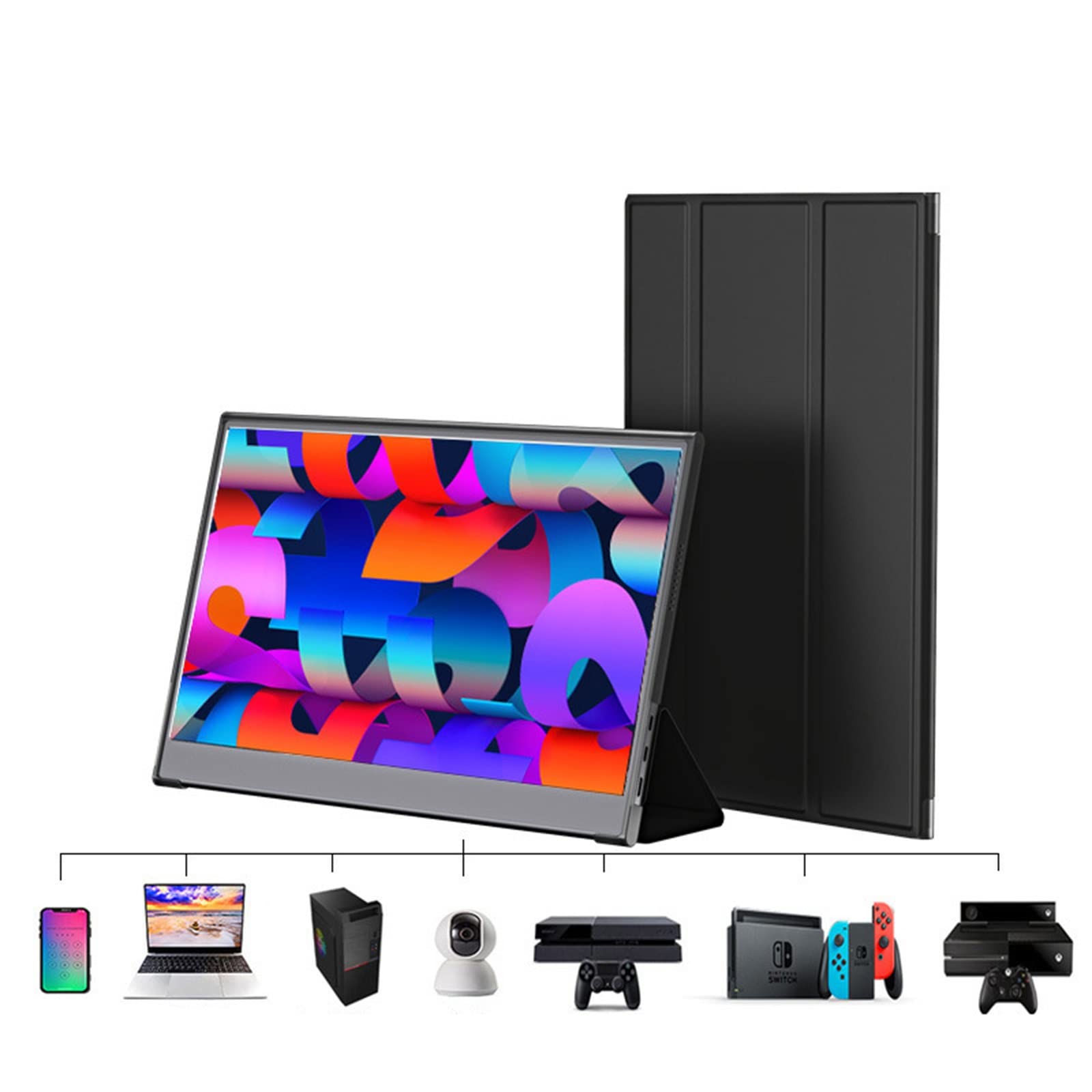 15.6-inch Portable Display, 1920x1080P Ultra-high-Definition Portable Display, Aluminum Alloy Ultra-Thin Portable Display (Size : Touch Model+Leather case)