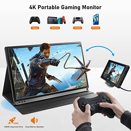 15.6" Portable Monitor for Laptop, FHD 1080P HDMI USB-C Ultra Slim Travel Monitor, IPS Blue Light Eye Care Computer Extender/Second/Dual Screen for PC Phone Mac Xbox PS4 Switch