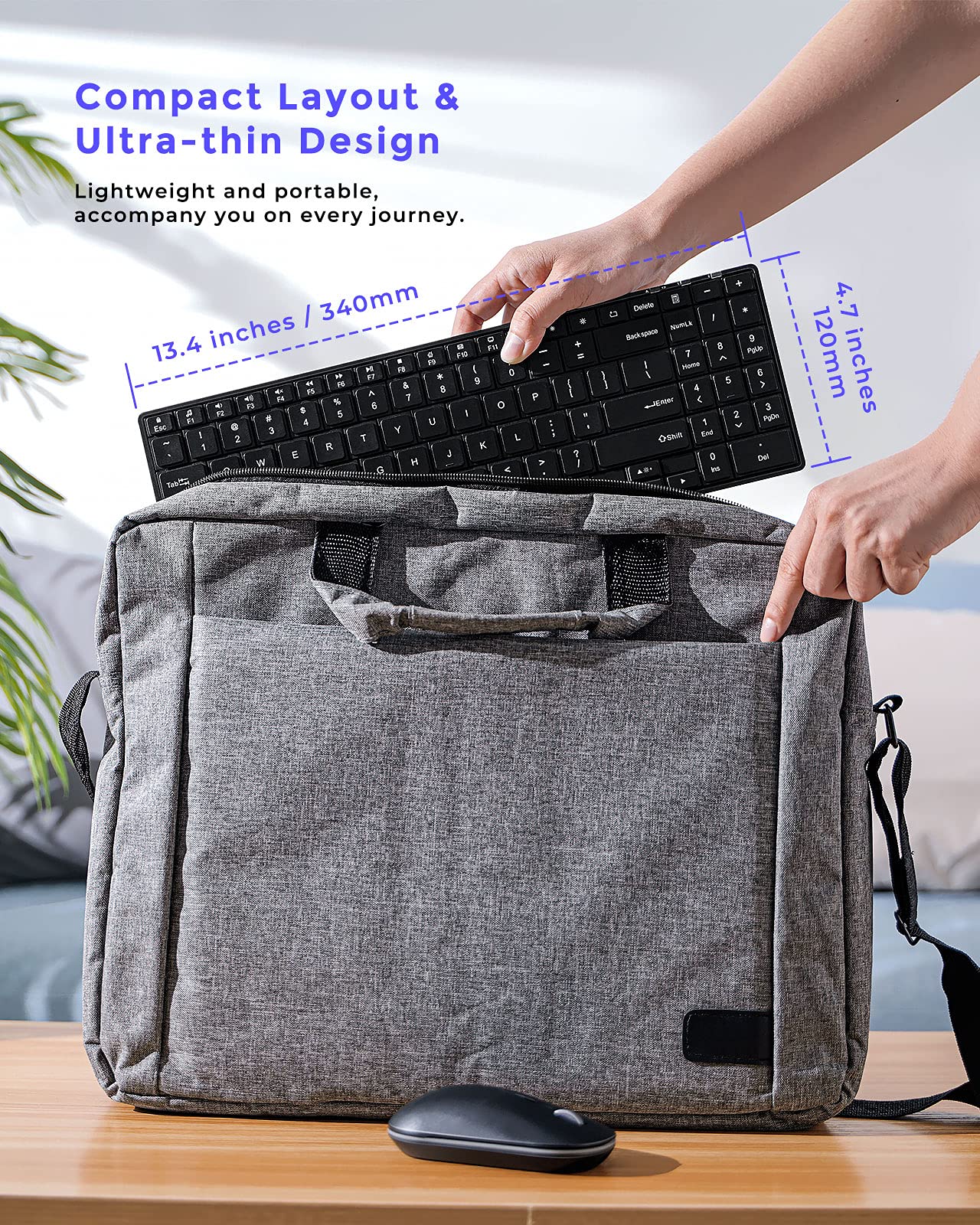 Wireless Rechargeable Keyboard and Mouse Combo Backlit, SURPAO Illuminated Ergonomic Keyboard and Mouse Set, 2.4G Ultra-Thin Portable Silent Keyboard Mouse for Computer/Laptops/Windows/Smart TV, Black