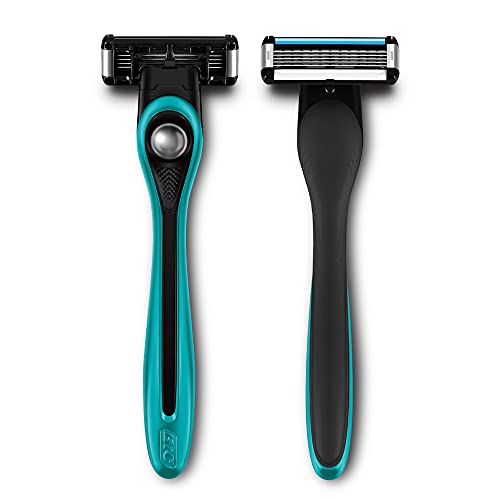BIC Us 5-Blade Unisex Razor Starter Kit for Men and Women, 1 Handle & 8 Cartridges, Teal, Smooth Shave, BIC Razors