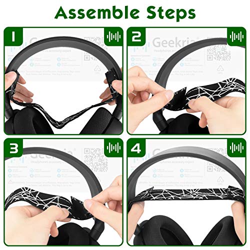Geekria Flex Fabric Headband Pad Compatible with SteelSeries Arctis 5, Arctis 3 Headphone Replacement Headband/Headband Cushion/Replacement Pad Repair Parts (Dark + White)