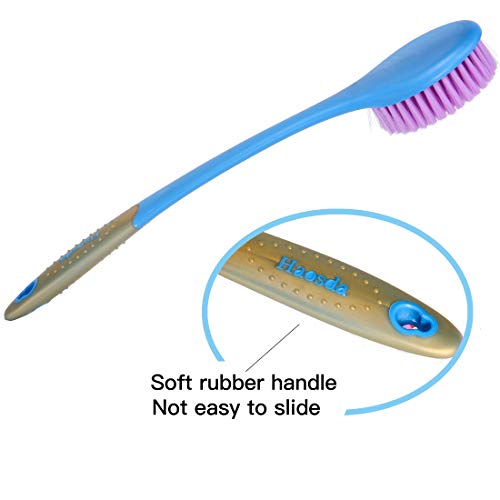 Bath Body Brush with Long Handle Back Scrub Brushes Wet or Dry Brushing Body Shower Brush (Blue)