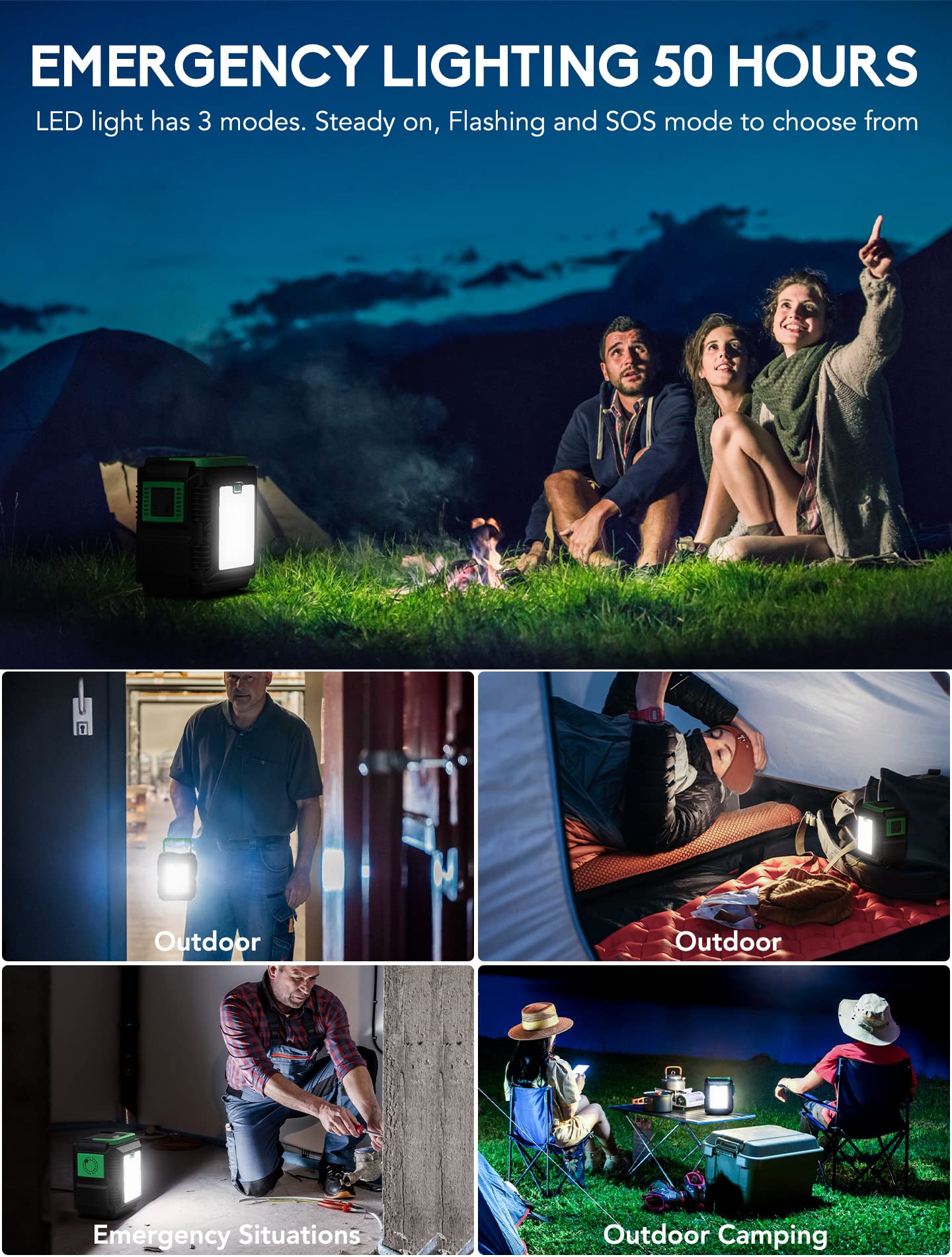 110V/80W Portable Power Station 20000mAh Power Station Mini Power Bank with AC Outlet LED Light Camping Power Bank Survival Road Trip Car Camping Accessories Essentials Gear,1 USB-C PD,1 AC,1 DC,2 USB