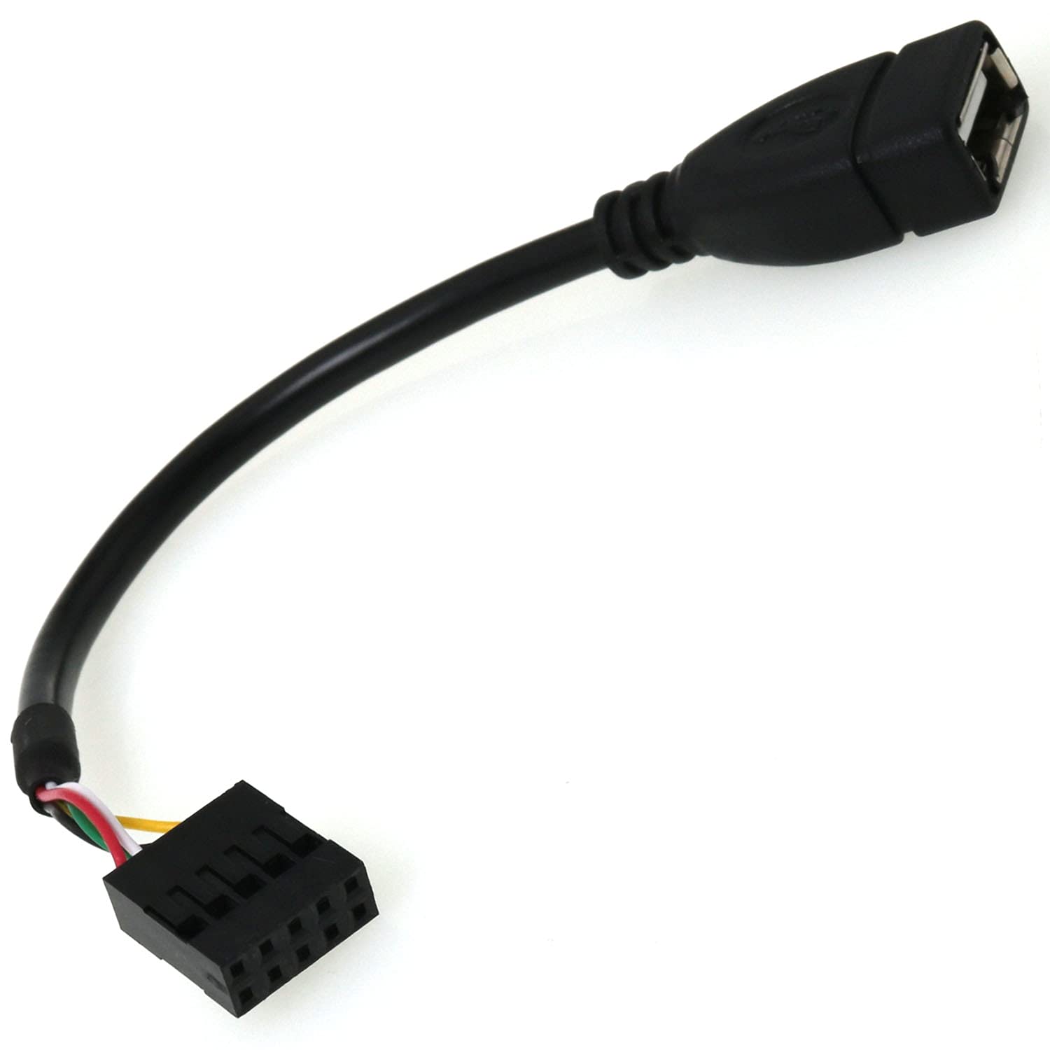 BAIRONG 10cm Motherboard USB 2.0 Adapter Cable A Female to Dupont 9 Pin Female Header Motherboard Cable Cord USB Header to USB Cable (0.1M), Black