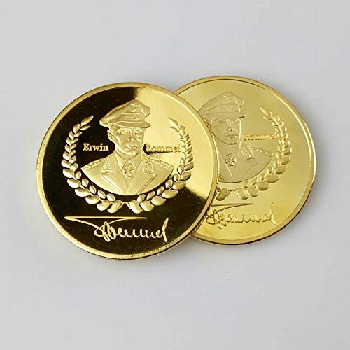 1891-1944 WW II German Desert Eagle Rommel Deutsche Wehrmacht Gold Plated Coin Military Souvenirs Metal Coins Collection
