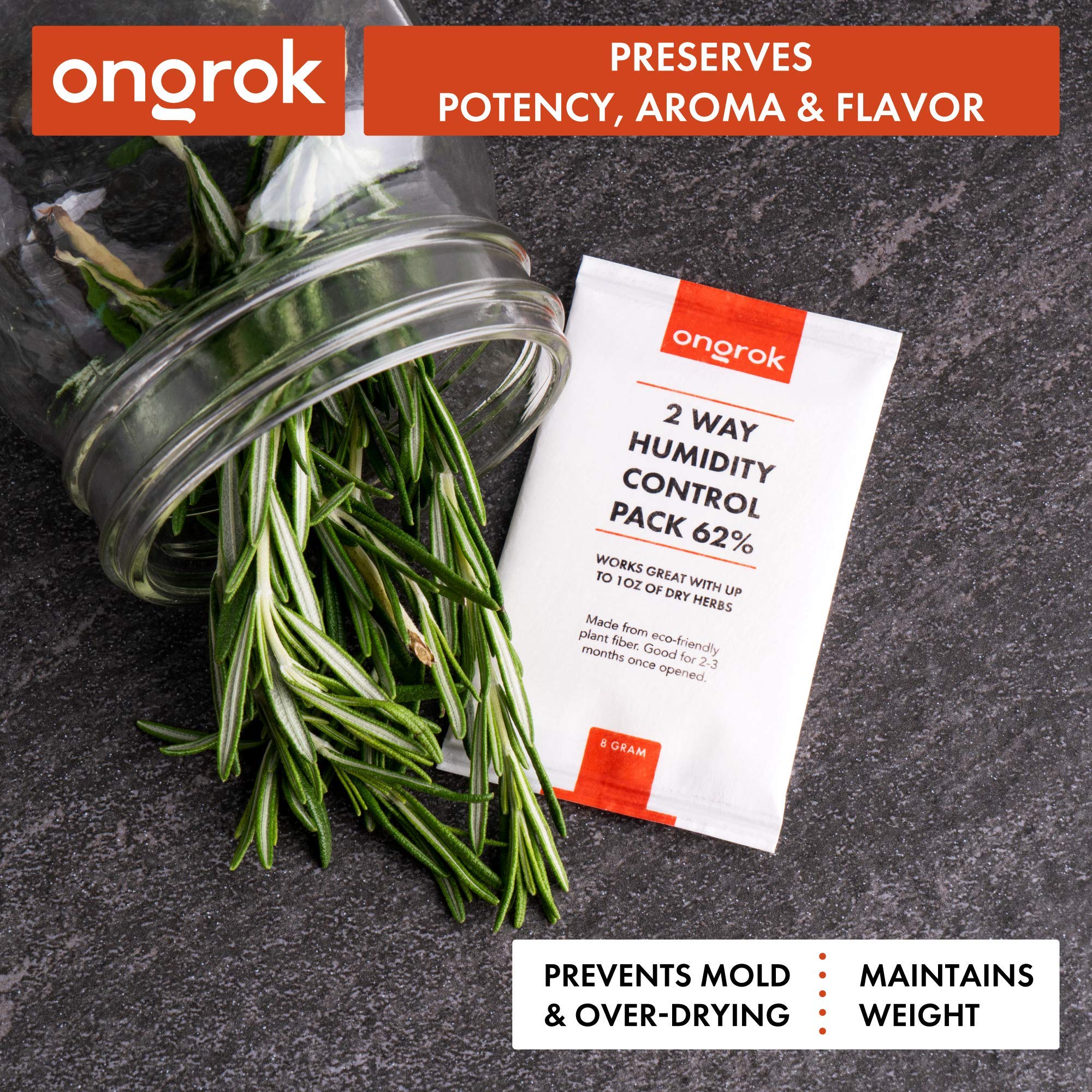 12 Pack of 2 Way Humidity Control Packs, Size 8, 62% RH by ONGROK, Each Pack for up to 1 oz