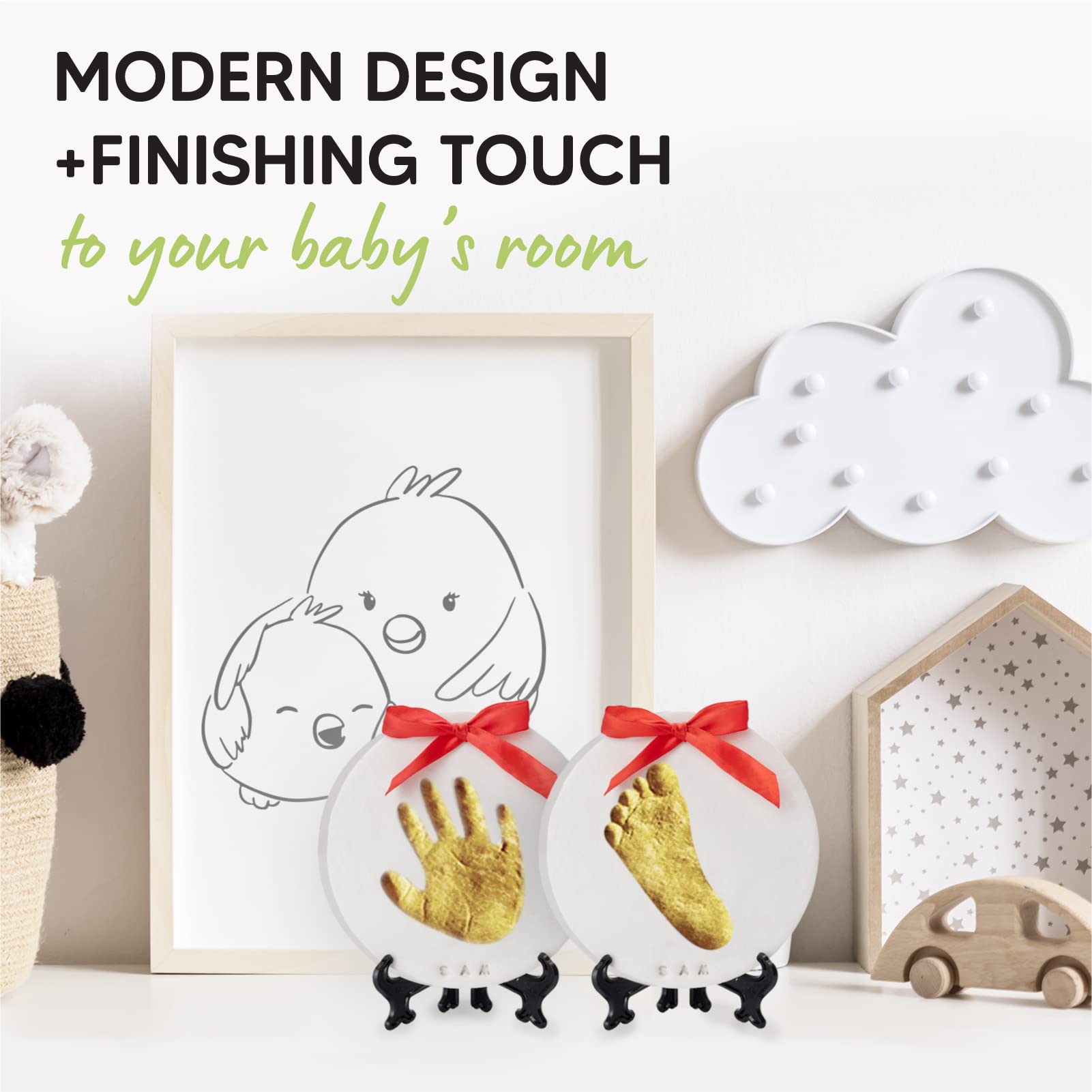 Baby Handprint Footprint Keepsake Duo Frame and Baby Ornament Kit Bundle - Perfect Baby Gift Shower
