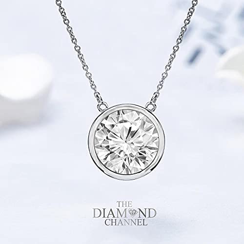 1/5 cttw AGS Certified Diamond Necklace for Women Brilliant-Cut Diamond Bezel-Set Necklace in White Gold (K-L Color, I2-I3 Clarity) - 16" 2" Extender