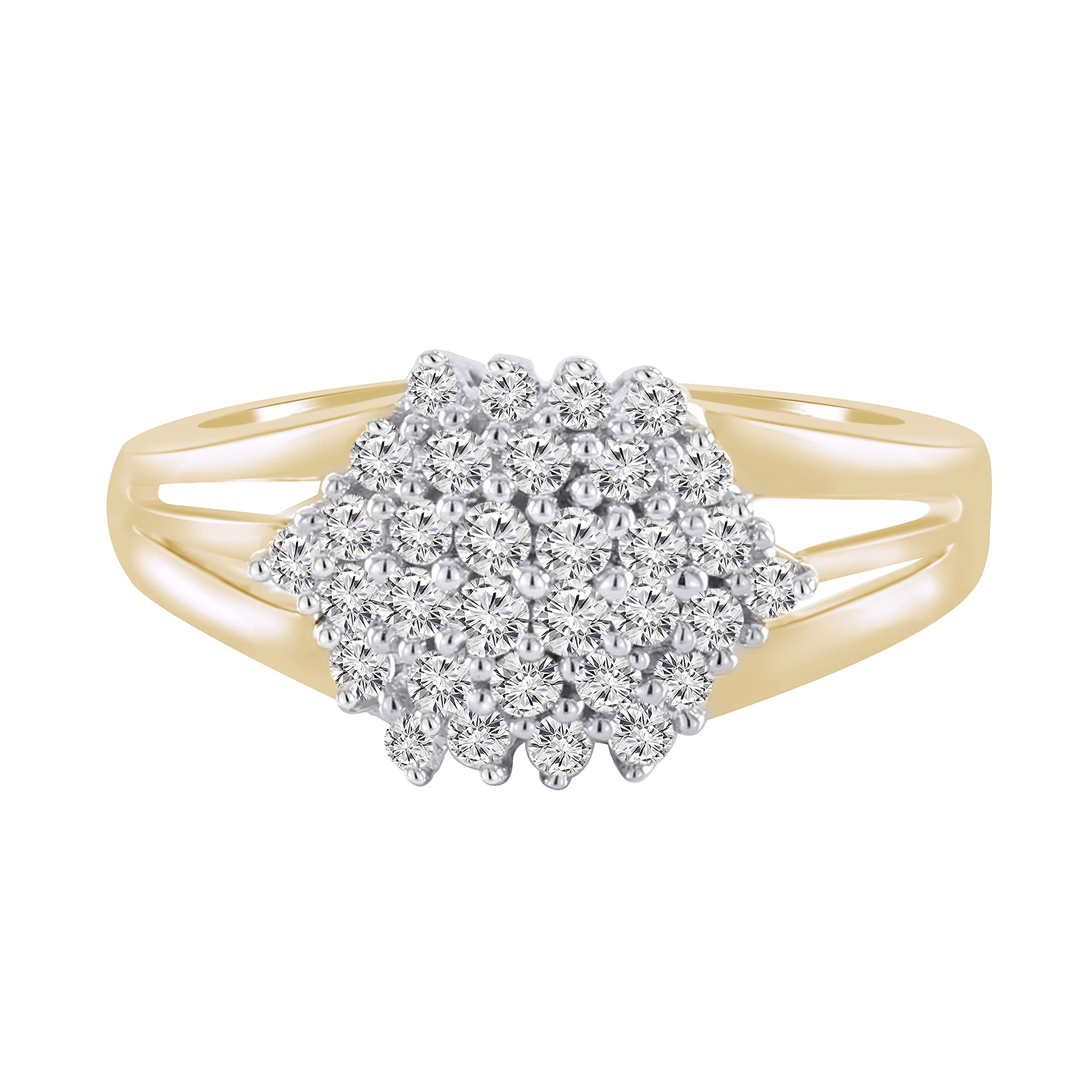 1.30 Carat Round Cut Diamond 14k Yellow Gold Finish Womens Cluster Wedding Ring_US-12