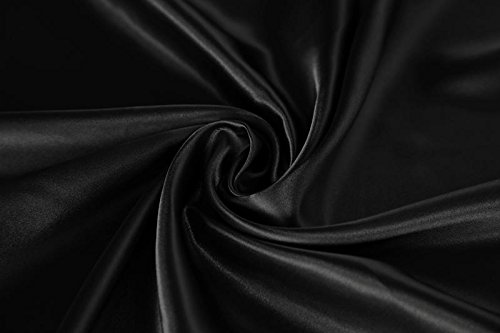 2-PCS Silky Soft Satin Solid Color Luxurious Decorative Throw Pillow Covers (Black, 12" x 20")