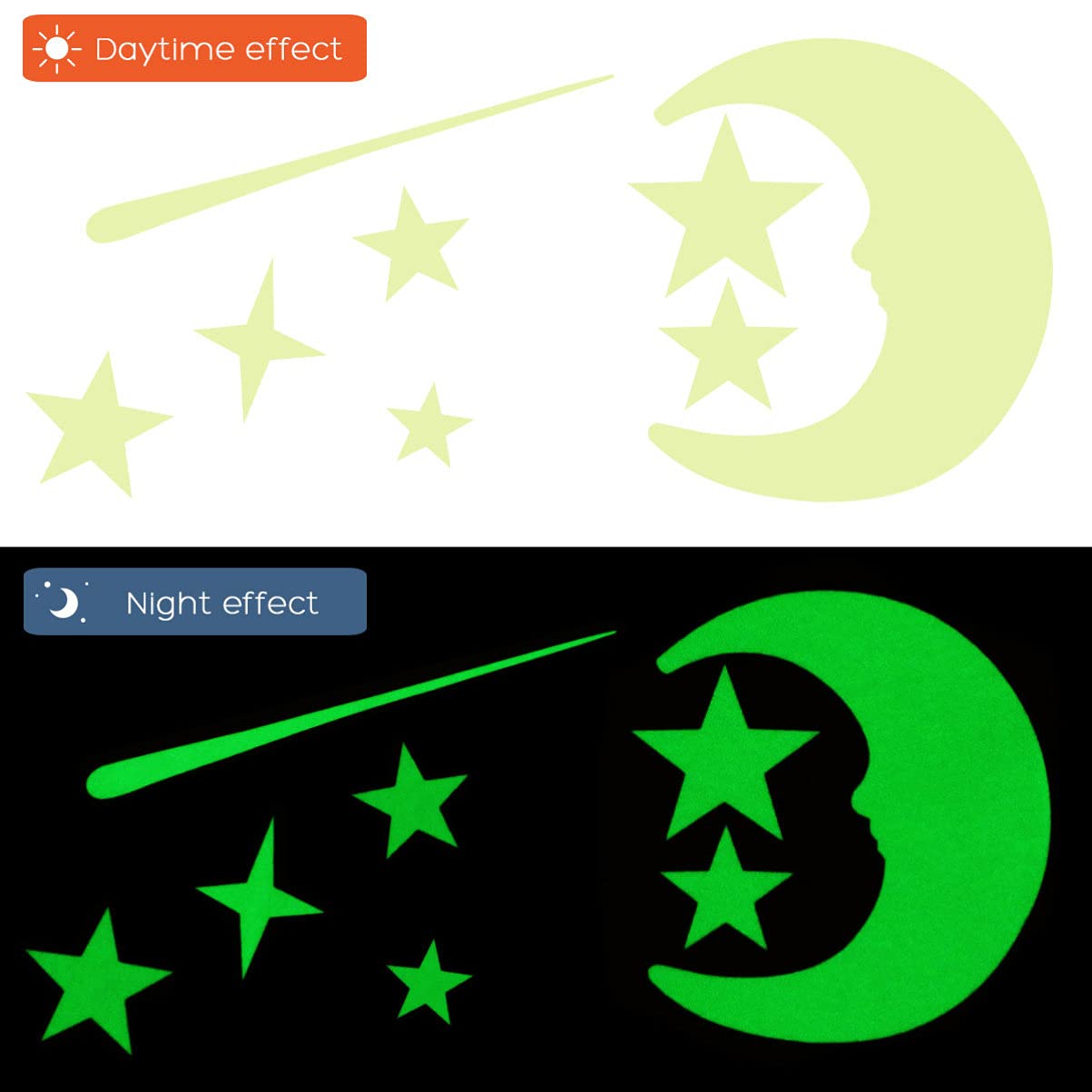 216 PCS Glow in Dark Stars and Moon, Glowing Stars Stickers for Ceiling and Wall Decals, Perfect for Kids Bedding Room or Party Birthday Gift