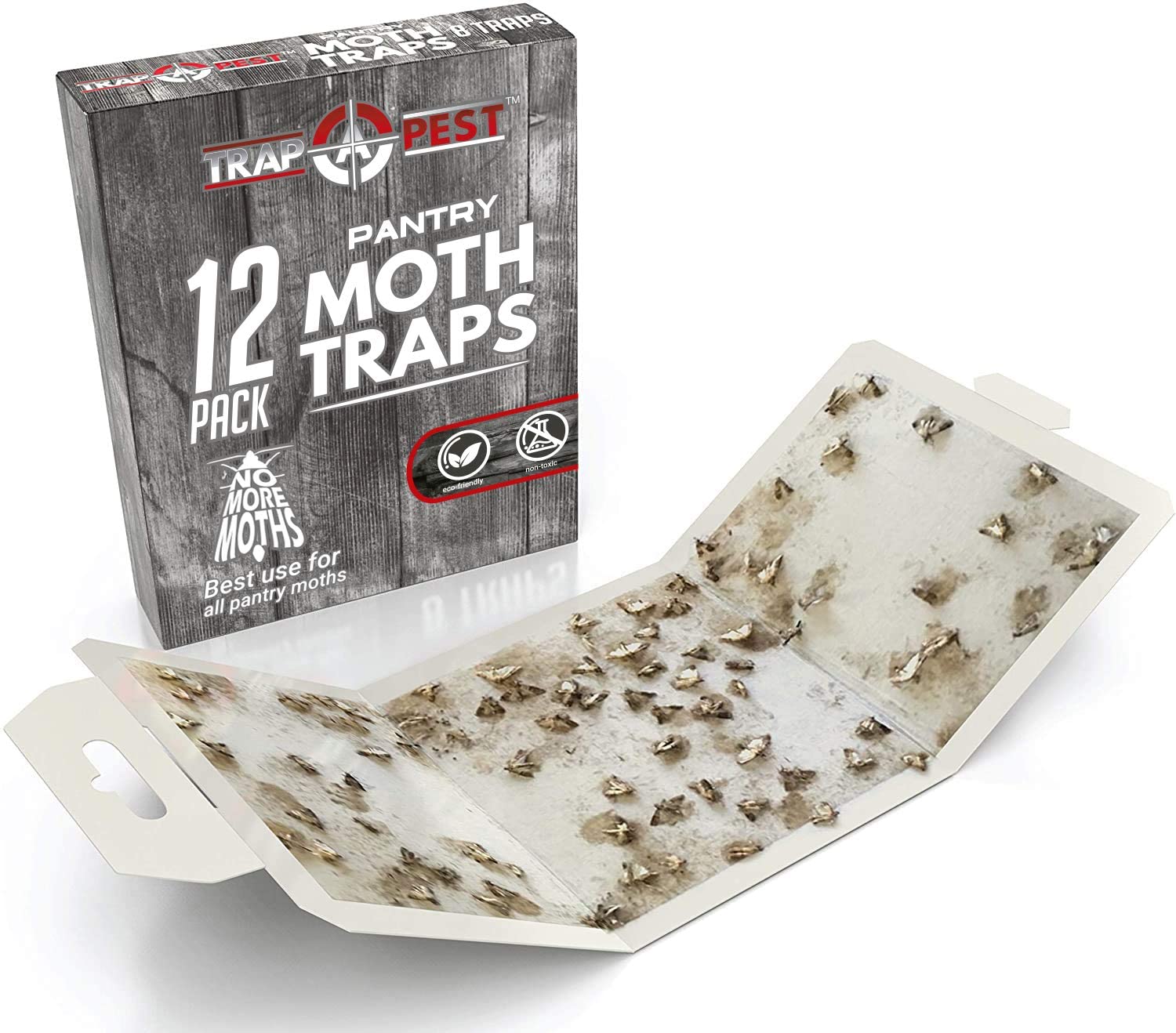 12 Pack Pantry Moth Traps - Safe and Effective for Food and Cupboard - Glue Traps with Pheromones for Pantry Moths - Trap a Pest
