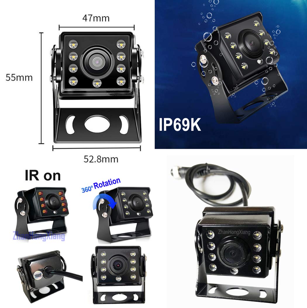 1080P RV Backup Camera Wired System,9 inch AHD 2-Split DVR Monitor Waterproof 8LED IR Night Vision Reverse Rear View Mirror Camera 12V-24V for Semi Bus Truck Trailer Camper