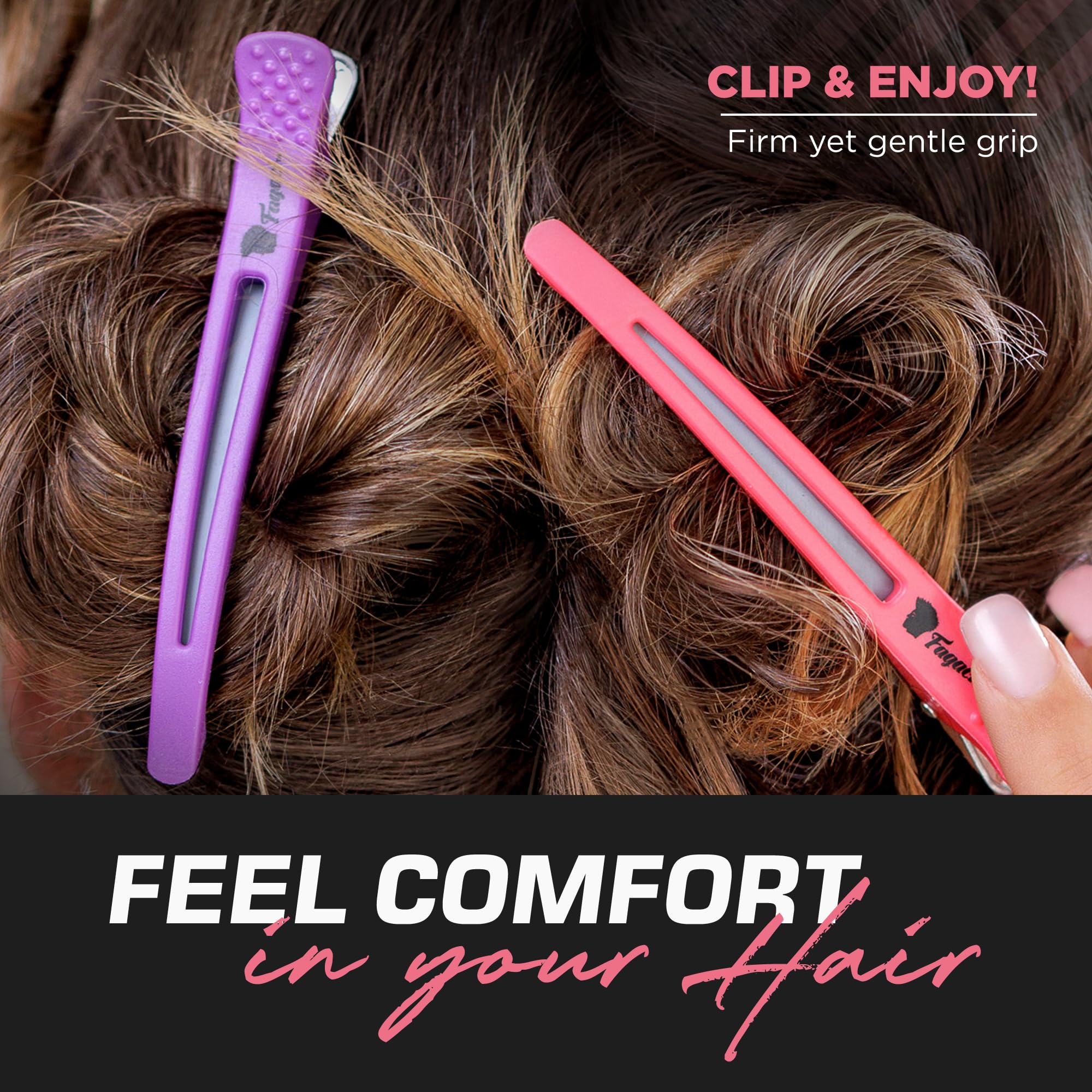 Fagaci Firm Grip Hair Clips with Silicone Band - Durable Duckbill and Alligator Clips for Sectioning, Styling, and Salon Use