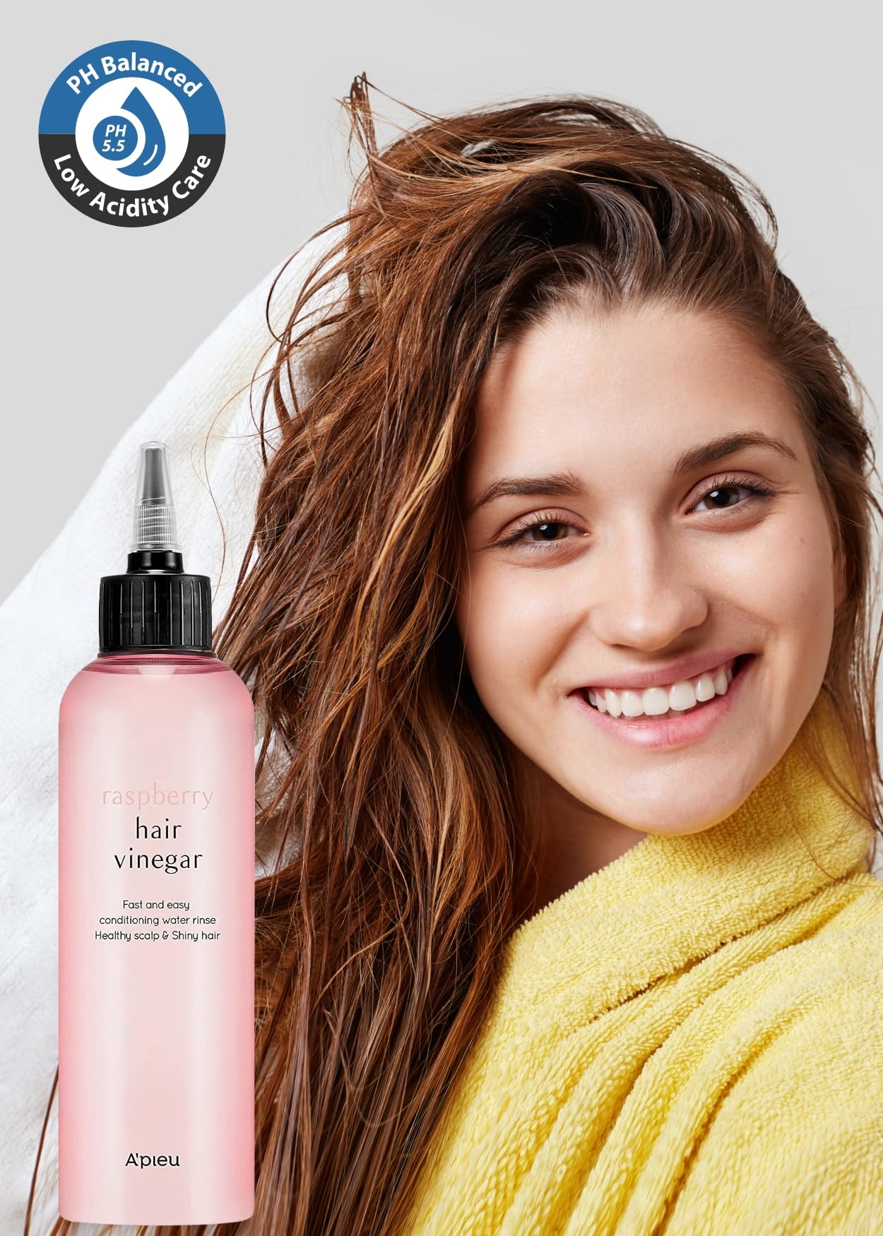 A’PIEU Raspberry Hair Vinegar Rinse 6.76 Fl oz - Scalp Treatment for Balanced pH, Shiny Hair | Korean Hair Care I Clarifies & Encourages Growth | Dandruff & Oil Control