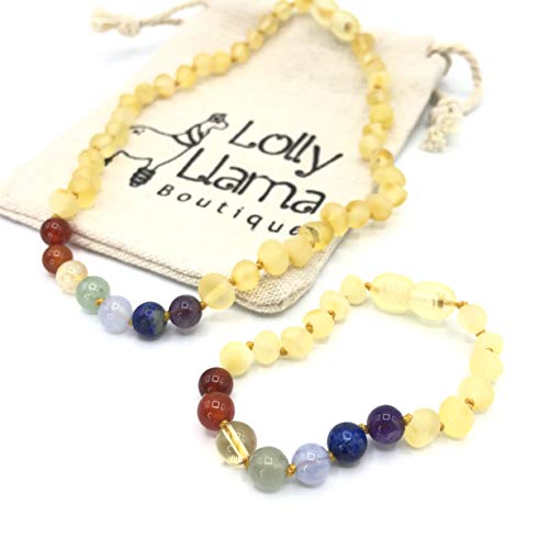 Genuine Baltic Amber Bracelet by Lolly Llama - Certified from The Baltic Sea - Genuine Amethyst