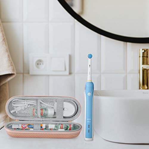 Yinke Electric Toothbrush Travel Case for Philips Sonicare & Braun Oral-B/Oral B Pro with Accessories Storage, Protective Hard Cover Portable Storage Bag (Rose Gold)