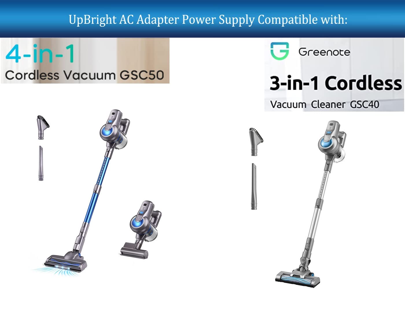 UpBright 26.5V AC/DC Adapter Compatible with Greenote GSC40 GSC50 22.2V 2200mAh 22.2VDC Lithium-ion Battery Lightweight Stick Vac Cordless Vacuum Cleaner 26.5VDC 500mA 0.5A Power Supply Cord Charger