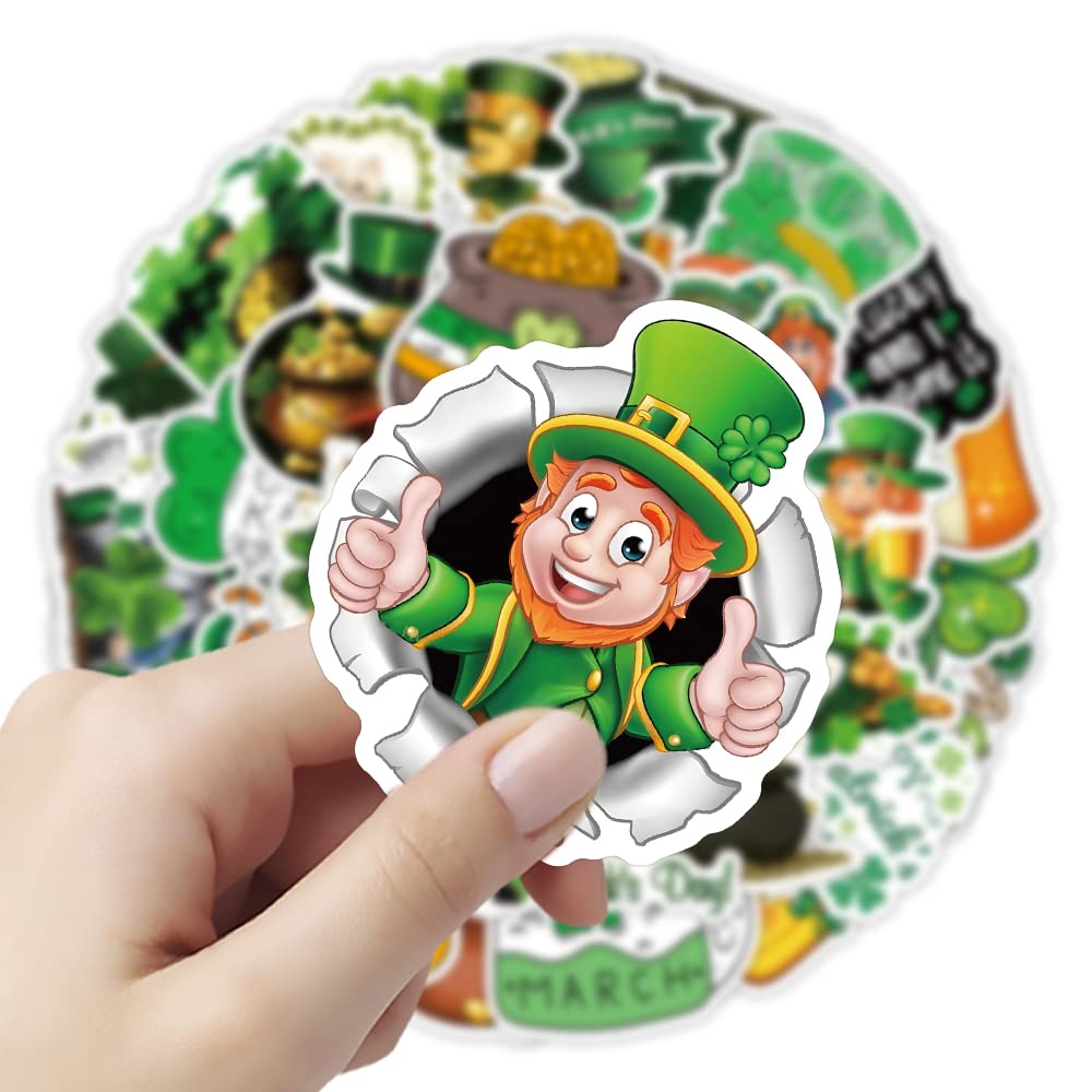 100 Pcs St. Patrick's Day Stickers, Vinyl Waterproof Green Irish Day Decoration Stickers for Water Bottles, Laptop, Hydro Flask, Notebook, Scrapbook, Envelopes, Cell Phone