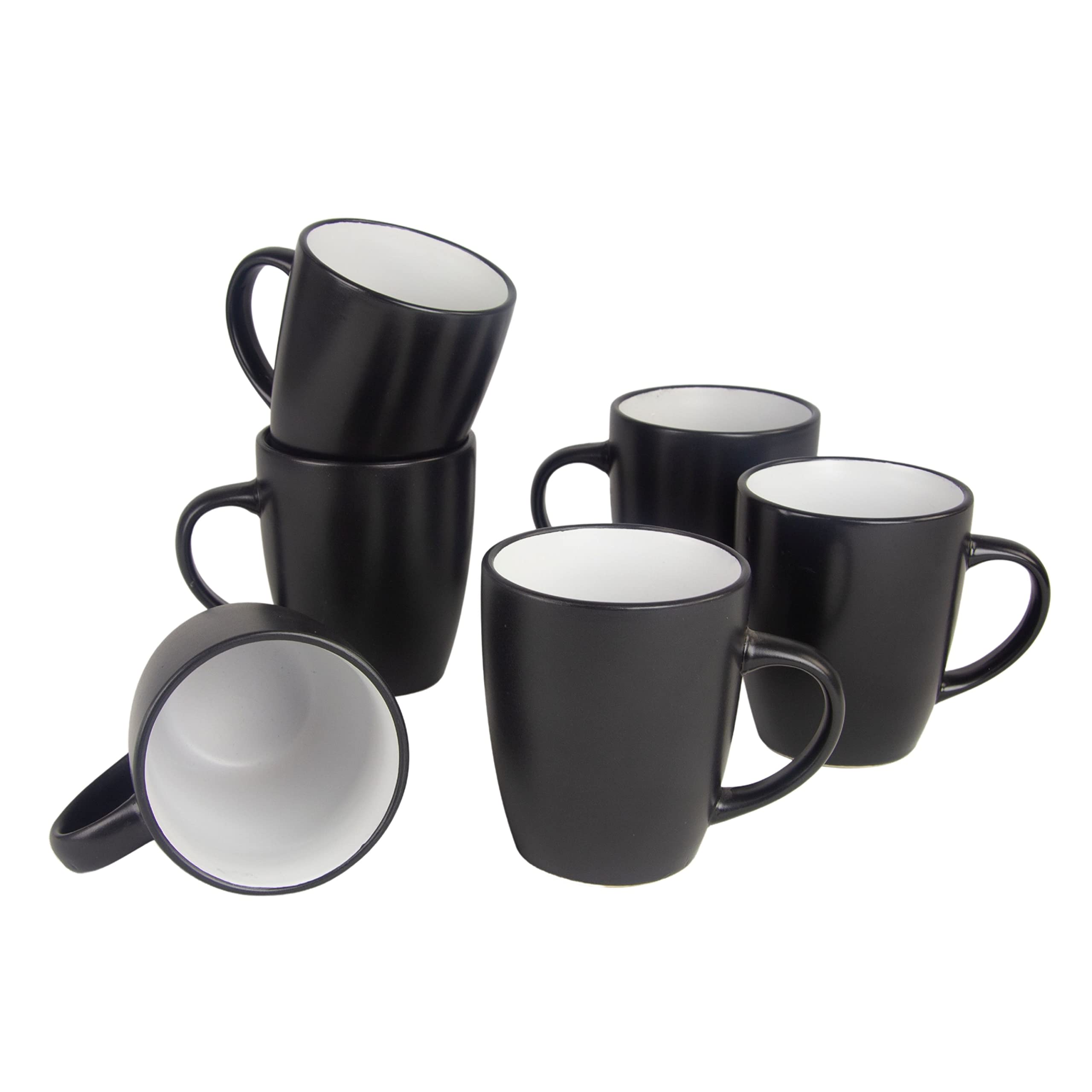 10 Strawberry Street Two Tone Coupe 12 Oz/3.5β Mug Set Of 6, Black/White