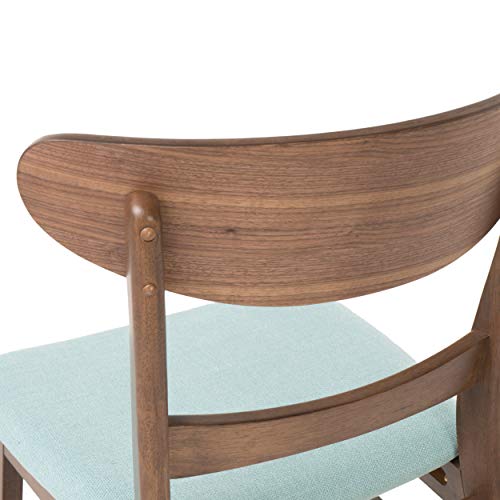 Christopher Knight Home Griselda Mid-Century Modern Dining Chairs (Set of 4),Polyester and Birch Wood, Mint, Walnut