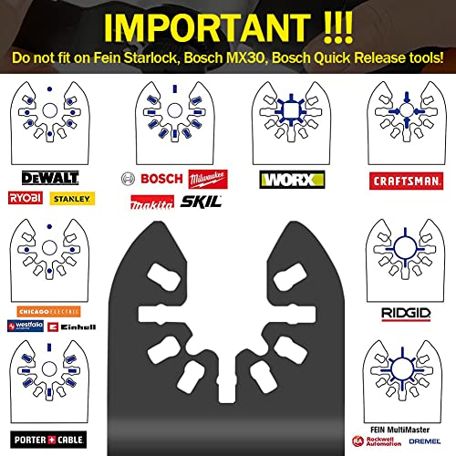 15PCS Universal Oscillating Tool Oscillating Saw Blades, Oscillating Multitool Quick Release Saw Blades for Wood Metal Plastics, Fit Fein Multimaster Porter Cable Bosch Ryobi Dewalt Milwaukee Rockwell