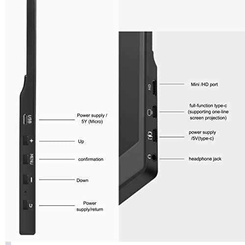 13.3 Inch Gaming Monitor, Portable Monitor Full HD 1080P Multiple Display Modes HDR Technology for Computer for Mobile Phone for Laptop