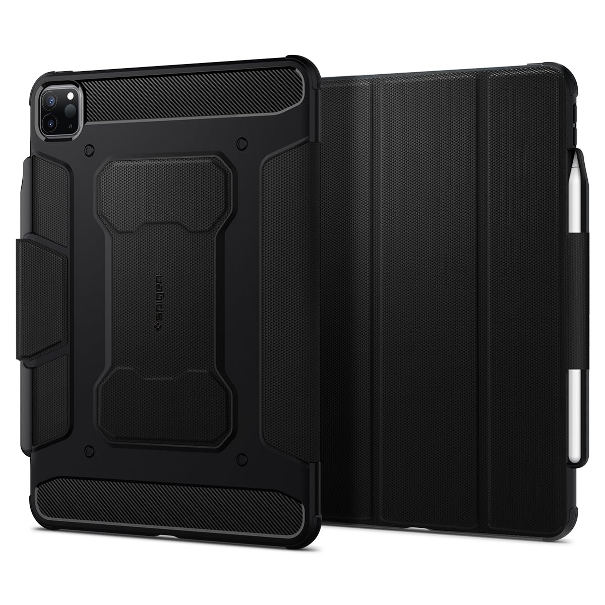 Spigen Rugged Armor Pro Designed for iPad Pro 12.9 inch Case M2 6th Generation (2022) / 5th Generation (2021) with Pencil Holder - Black