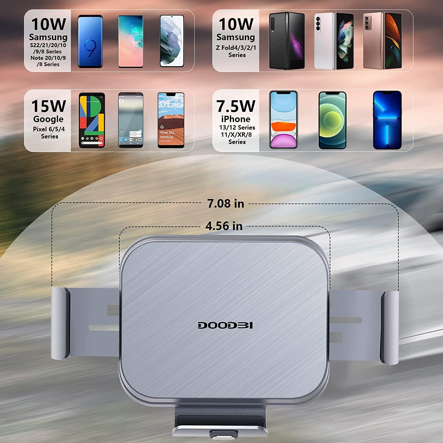 15W Wireless Car Charger for Samsung Galaxy Z fold 5/4/3/2,[Dual Coils] Auto-Clamping Air Vent Dashboard Car Phone Holder for Galaxy Z Fold 4 Car Mount(with QC3.0)