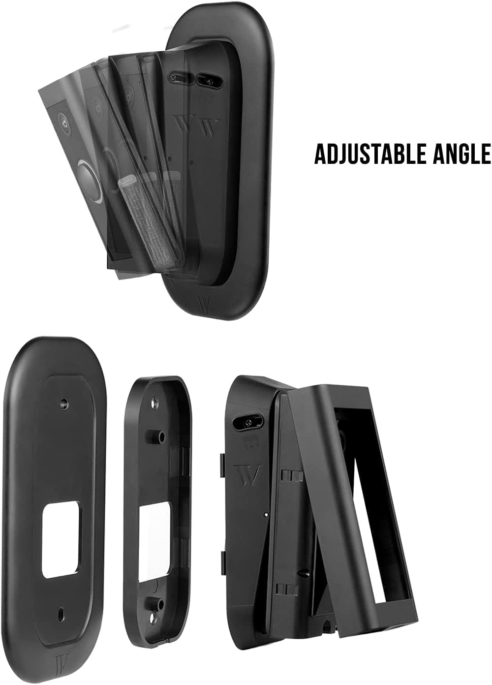 Wasserstein 0° to 10° Vertical Adjustable Angle Mount and Wall Plate Compatible with Video Doorbell Wired
