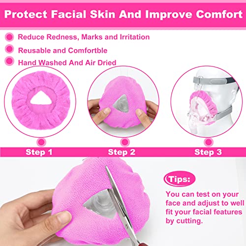 24 Pack Mask Liners Full Face Reusable Soft Mask Covers Reduce Air Leaks and Blisters Washable Cushion Covers Compatible with Most Full Face Masks (Pink)