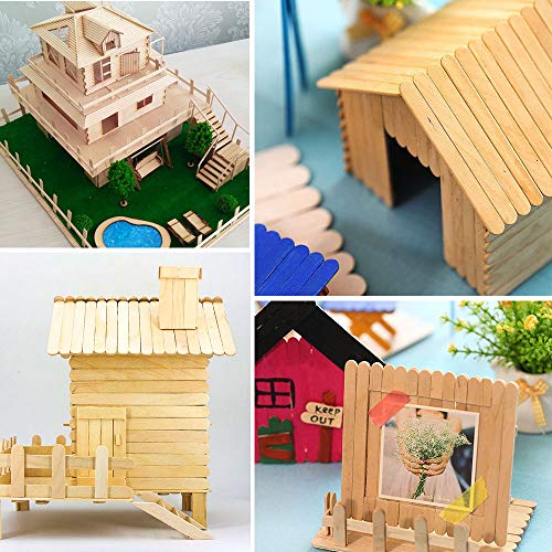 Chuya Wood Craft Sticks Garden Label Wooden Popsicle Ice Cream Sticks for Hand DIY Craft (4.5 inch 200 Pack)