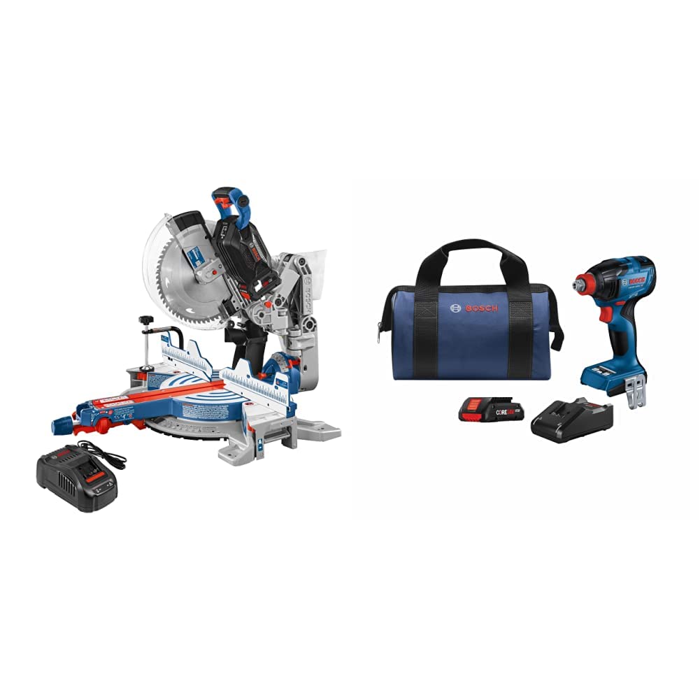 18V PROFACTOR 12" Dual-Bevel Glide Miter Saw Kit w/ (1) 8.0 Ah CORE Performance Battery with Free Impact Driver and Battery