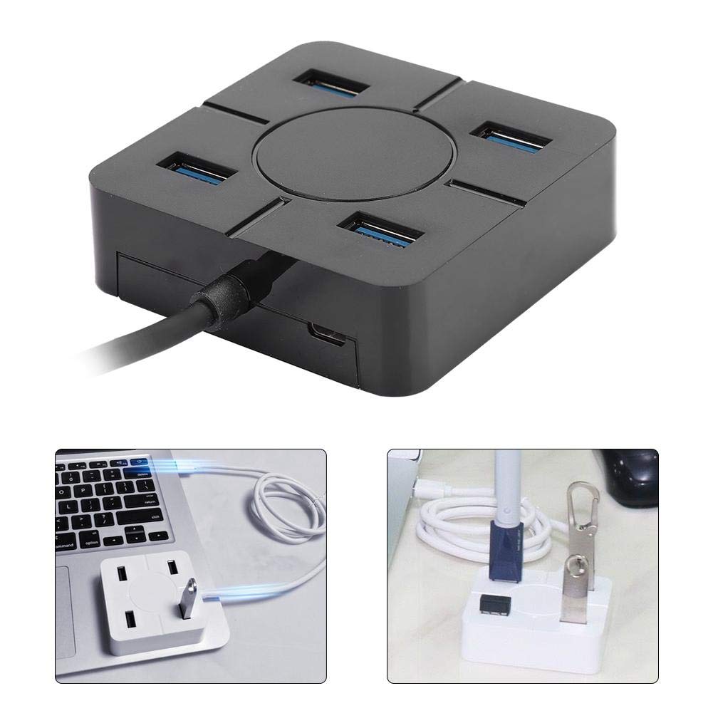 Docking Station, Black USB Hub, Hub, USB3.0 High Speed Transmission for Keyboard U Disk for Mouse Card Reader(Black)