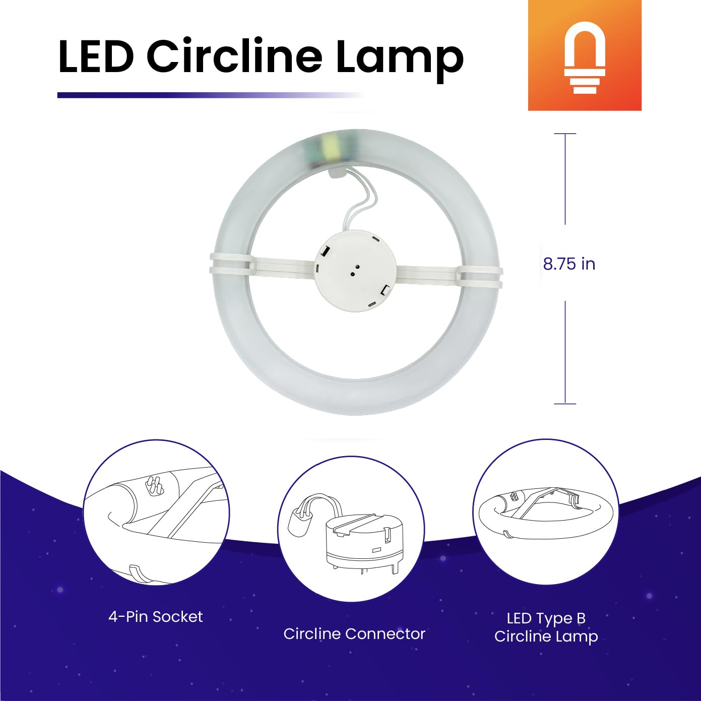 13W Replacement for TCP 32058 LED Circular Light by Lumenivo - T6 Bulb with G10Q-4 4-Pin Base - Energy Efficient Light - Non-Dimmable - 3000K Warm White - 1 Pack