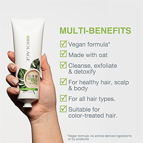 Biolage All-In-One Multi-Benefit Shampoo Scrub | Cleanses, Detoxifies & Gently Exfoliates Scalp | For All Hair Types | Vegan | 8.45 Fl. Oz.