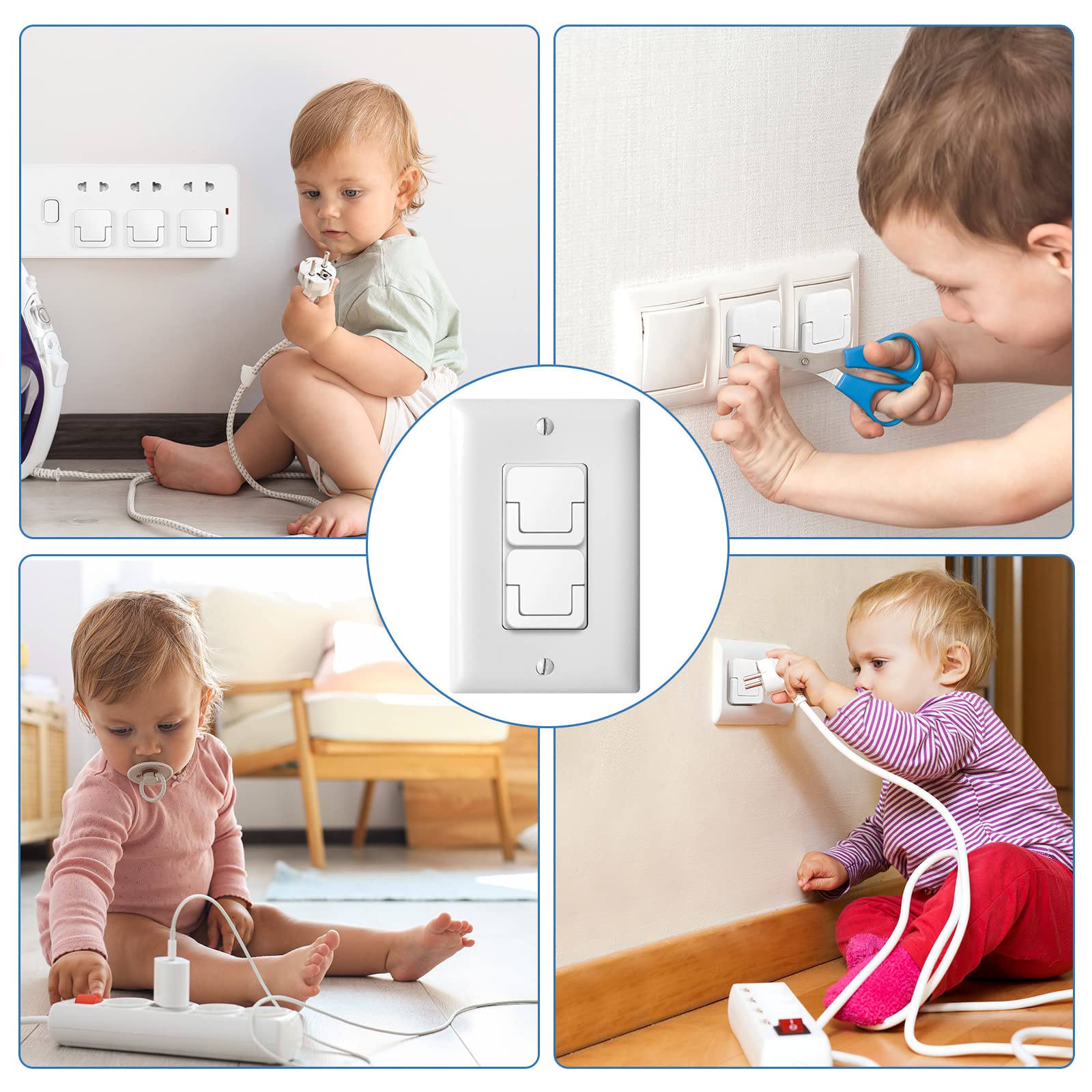 100 Pack Outlet Covers Baby Proofing Plug Covers 3 Prong Child Proof Electrical Outlet Covers Plastic Safety Plug Protector with Hidden Pull Handle for Home, Office, Garage, Hotel