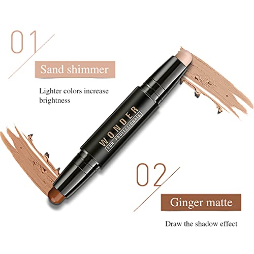 Double-headed Highlight Stick, Contour Stick, Contouring Highlight Stick, Contouring Stick, Concealer, Highlight Stick, Makeup Concealer, Mothers Day Gifts(Dark coffee)