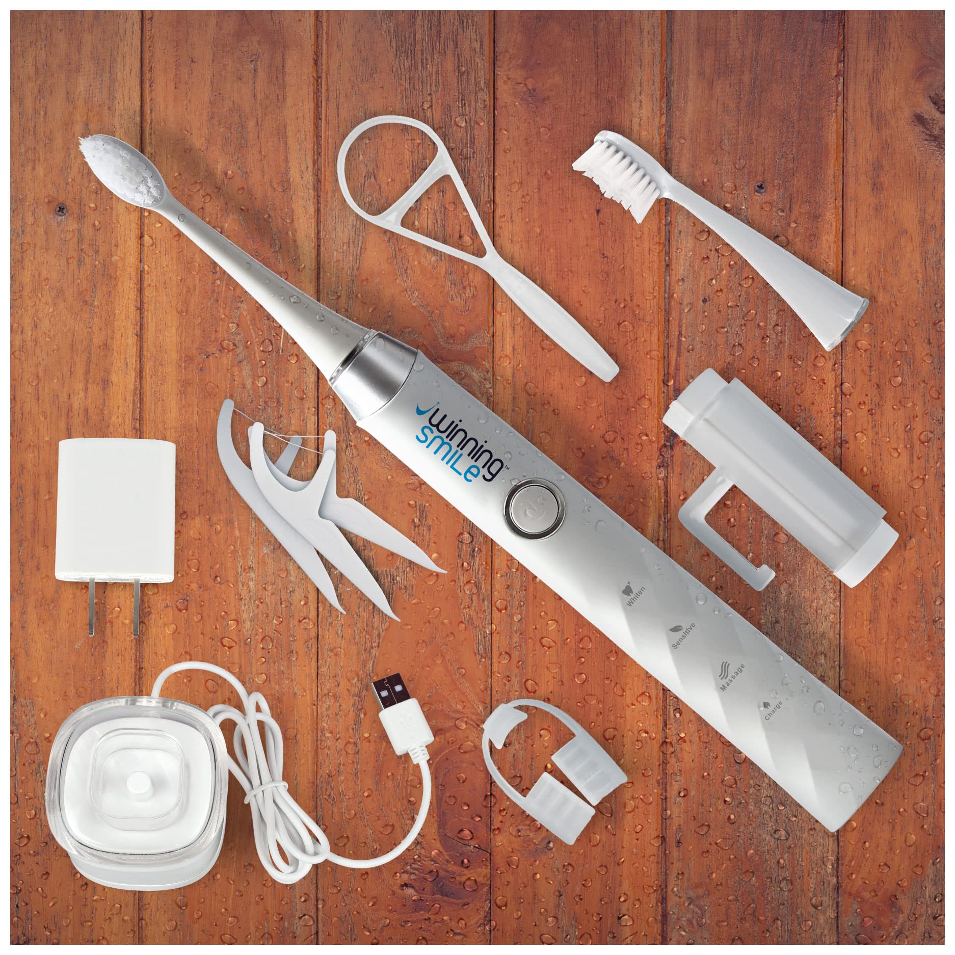Winning Smile Electric Toothbrush Dental Kit for Adults - Best Sonic Power Cleaning Technology - Rechargeable Electronic Toothbrushes