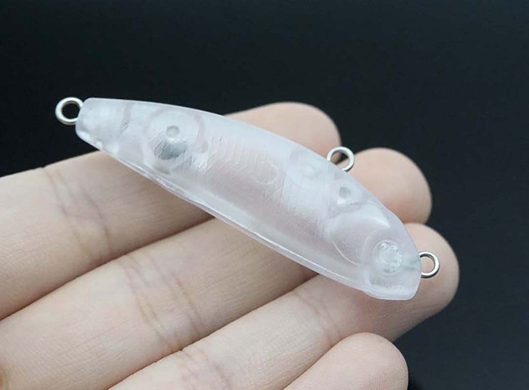 10PCS Unpainted 5.6cm 4g Pencilbait Popper lipless Blanks with Free 3D Fishing Eye Crankbait Baits Simulation Blank Body Clear Hard Clear Minnowbait Topwater Freshwater DIY Lure kit 8324