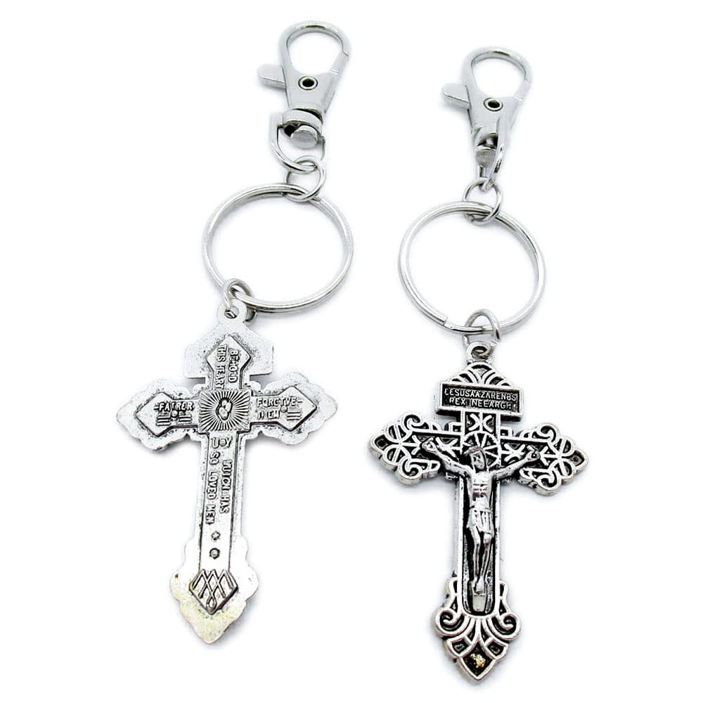 100 Pieces Keychain Keyring Door Car Key Chain Ring Wholesale Supplier Clasps XJ2L4Q Jesus Cross