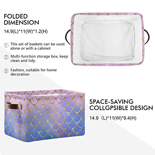 2 Mermaid Storage Bin Basket Large Round Nursery Storage & Rectangular Storage Bin, Book Bag, Gift Baskets