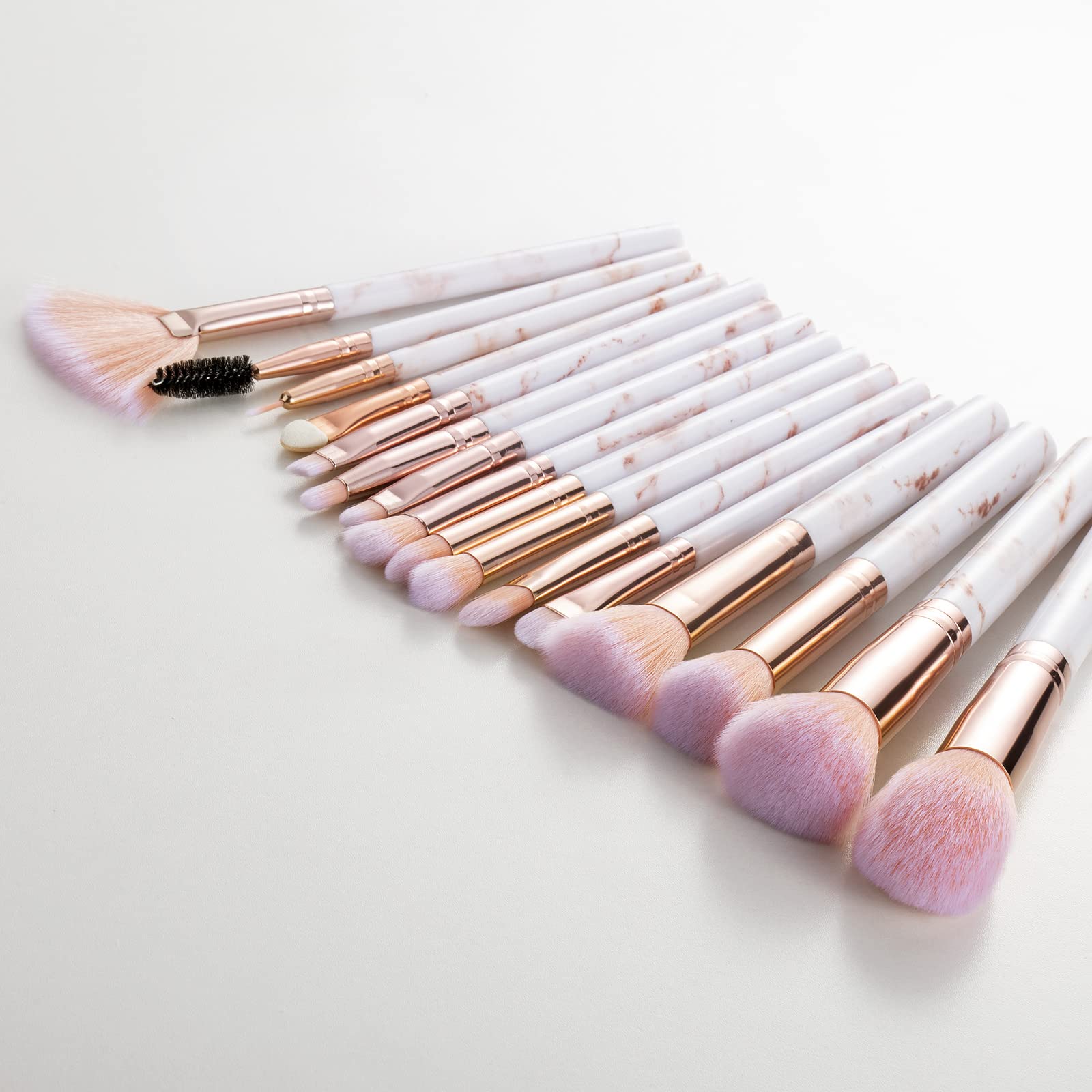111 Makeup Brush Set 16 PCs Marble Makeup Brushes Premium Synthetic Foundation Powder Concealers Blending Eye Shadows Eyelash Eyebrow Face Make Up Brush Kit,Makeup Starters