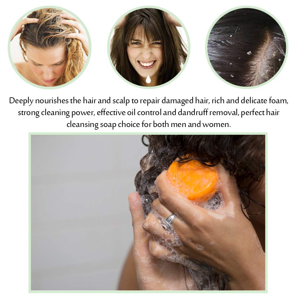 VERT Natural Shampoo Bar for Treated Dry Damaged Hair, 2 Pieces Solid Shampoo Soap with Vegetarian Plant Essence, Helps Stop Hair Loss and Promotes Healthy Growth, 4.2oz